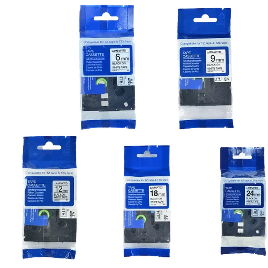 Brother P-Touch Compatible Heat shrink Tape Labels Black on White – 38-3D