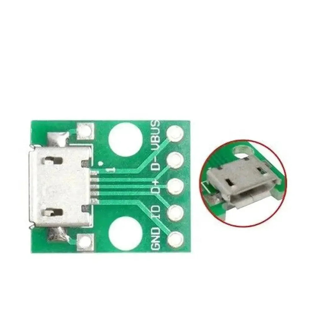 USB Micro Breakout Board Female Socket 2.54mm Pitch Adapter Connector ...